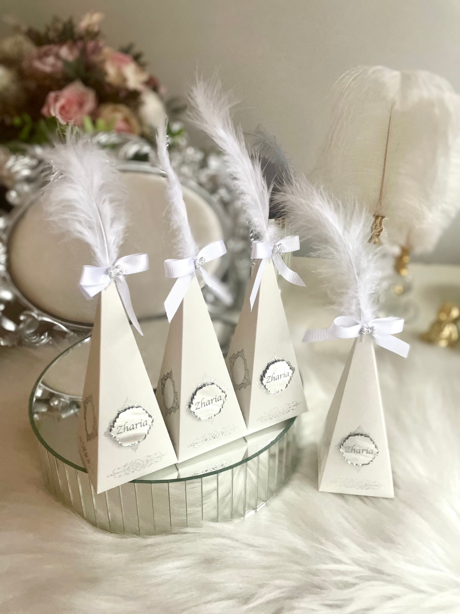 Gold Custom Cone Box, Personalized Candy Box, Personalized Gift, Party ...