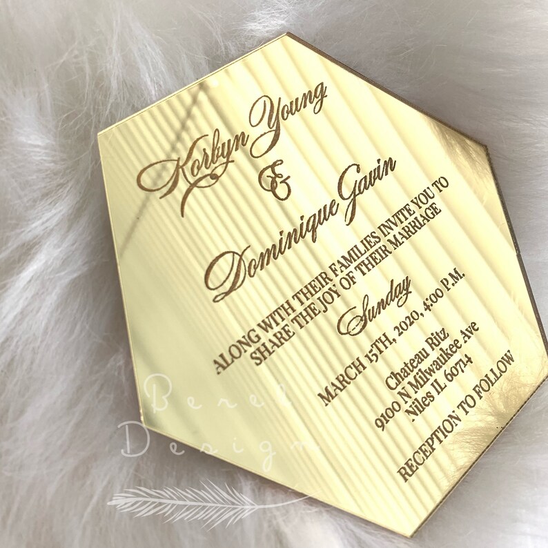 Hexagon Wedding Acrylic Invitations Wedding Mirror | Etsy