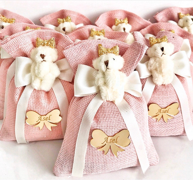 Pink Teddy Bear Sachet Bags Baby Shower Gift Bags 10 | Etsy