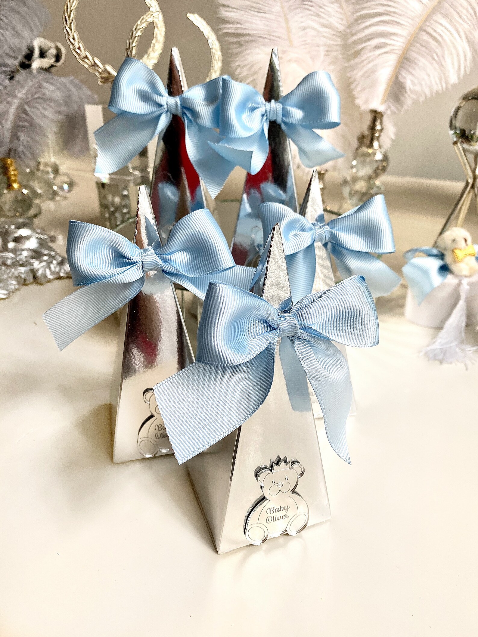 Teddy Bear Girl Baby Shower Custom Cone Box, Teddy Bear Personalized ...