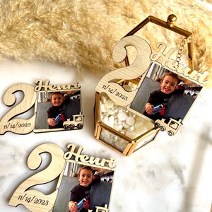 Wooden 2nd Birthday Photo Magnet, Wooden Photo Frame, Second Birthday ...