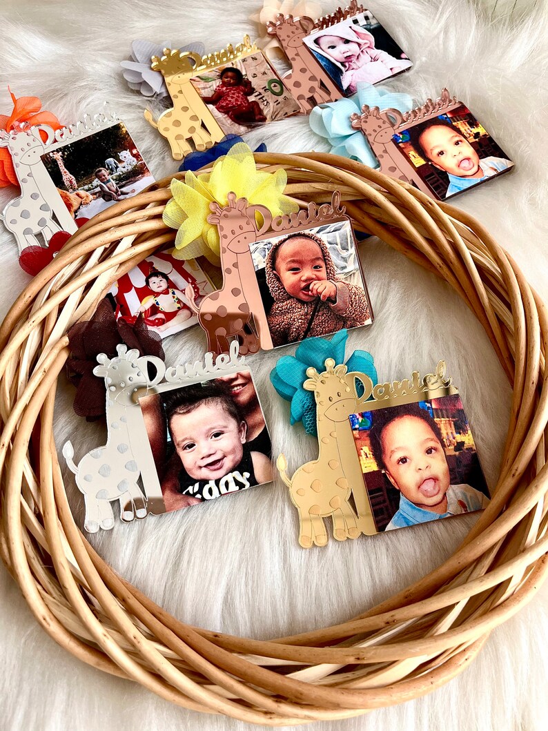 Personalized Giraffe Photo Magnets, Safari Birthday Favors, First ...