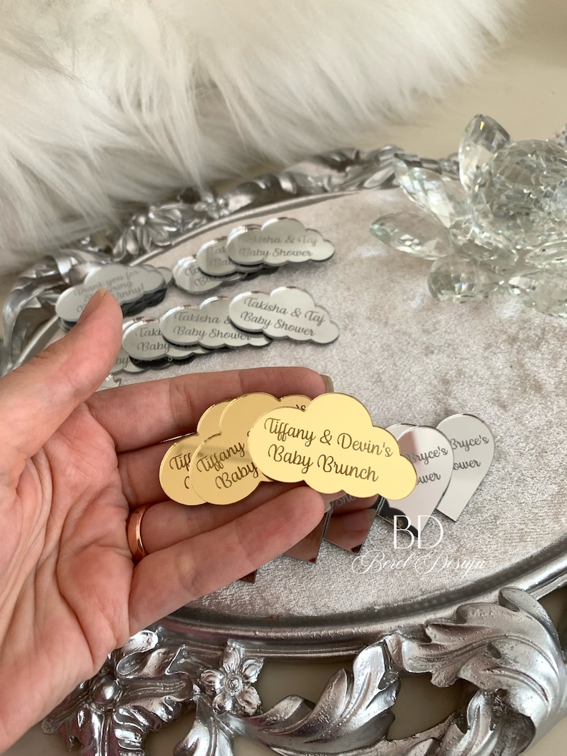 Custom Acrylic Mirror Cloud Tags Personalized Gift Tag Teddy - Etsy