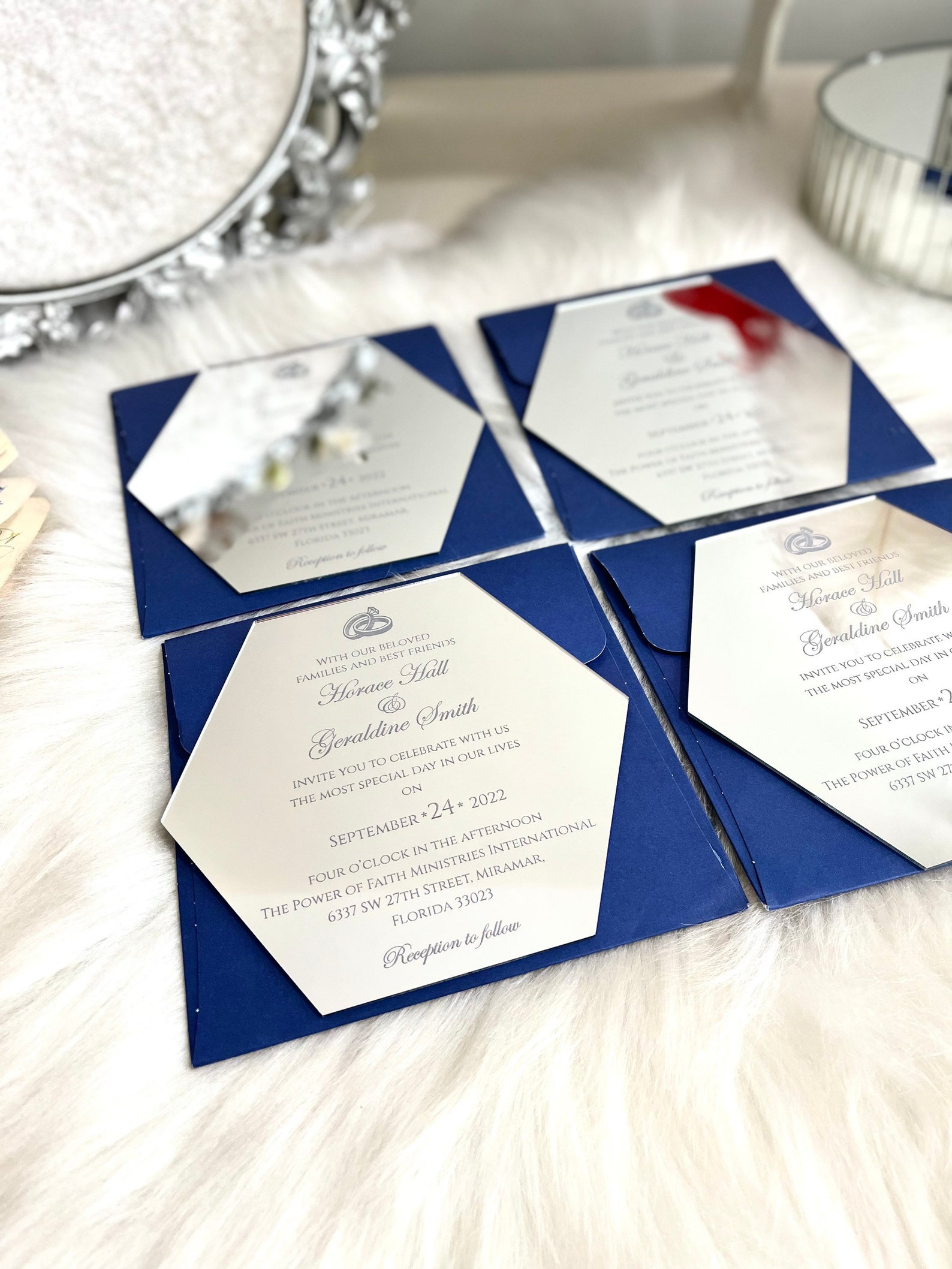 Hexagon Wedding Acrylic Invitations Wedding Mirror - Etsy