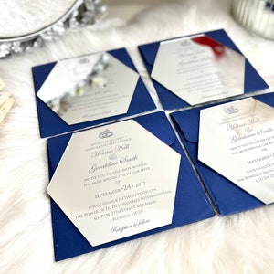 Hexagon Wedding Acrylic Invitations, Wedding Mirror Invitations ...