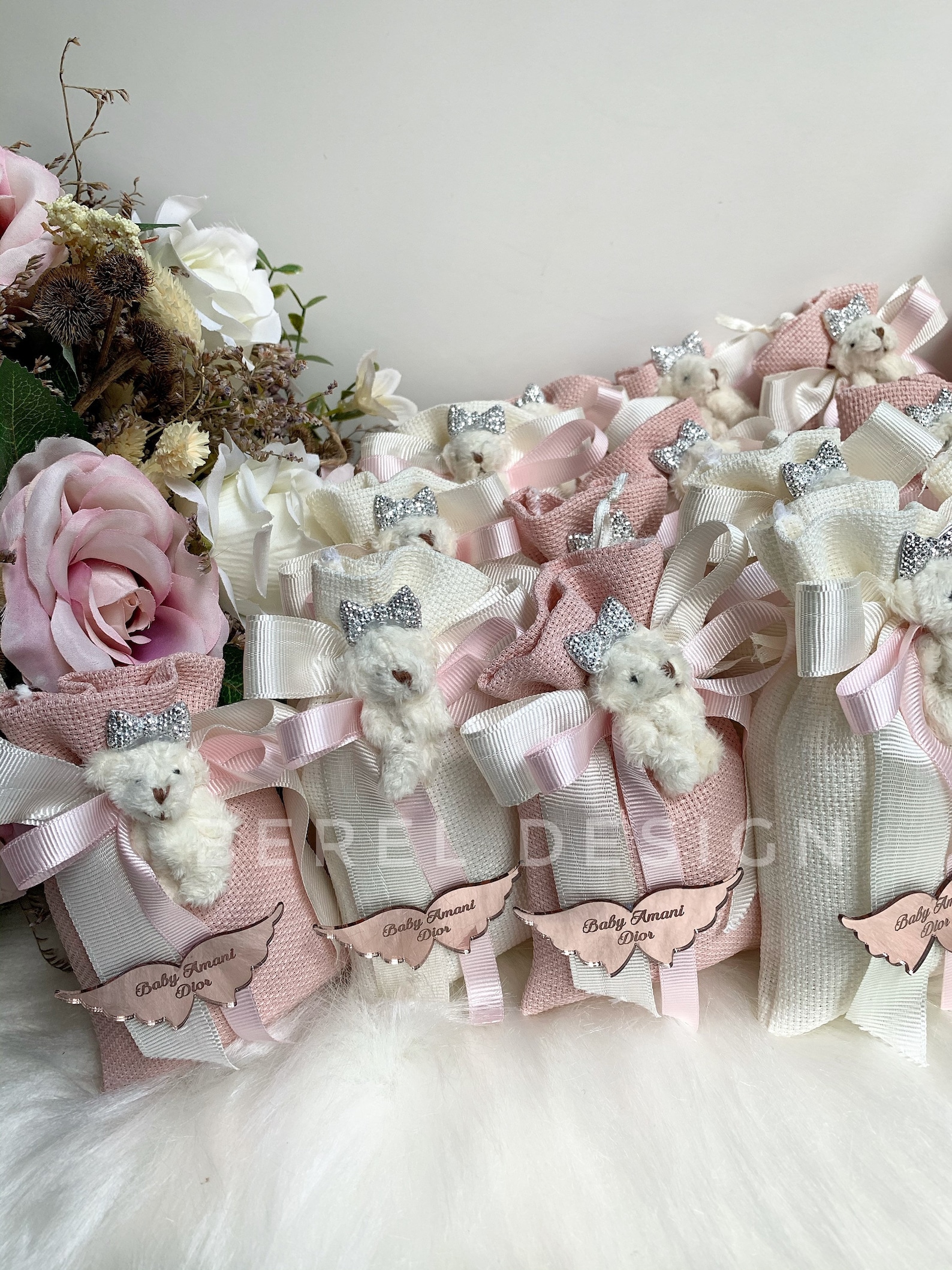 Pink Teddy Bear Sachet Bags Baby Shower Gift Bags - Etsy
