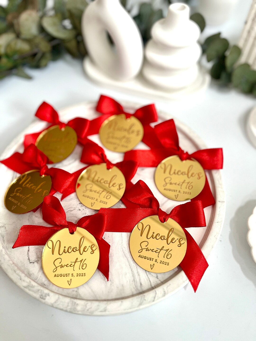 Large Acrylic Mirror Tag, 2inch 5 Cm, Sweet 16 Token, Sweet 16 Gift Tag ...