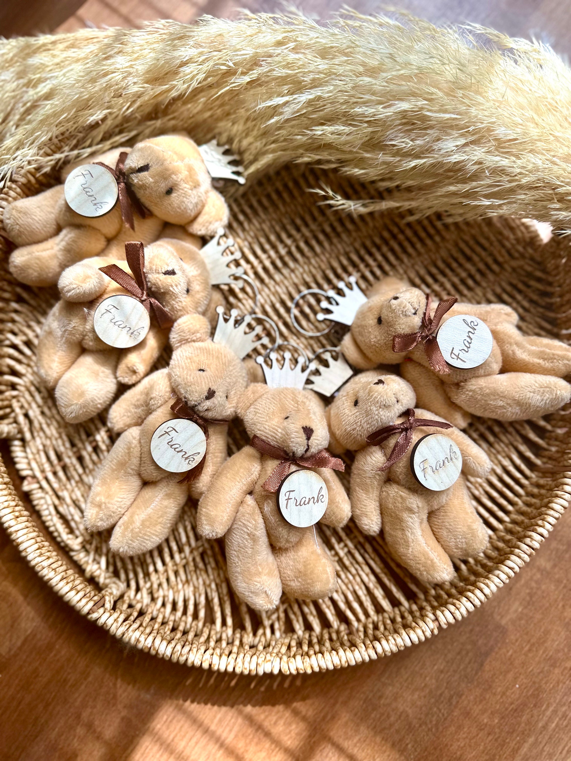 Custom Boho Teddy Bear Baby Shower Keychain, Thank You Beary Much ...