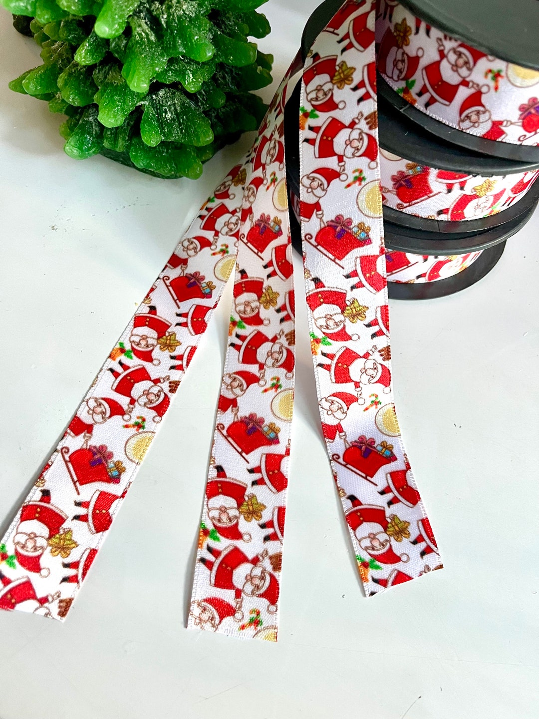 Santa Ribbon, Christmas Decor Ribbon, Holiday Decor Party Favors, Solid ...
