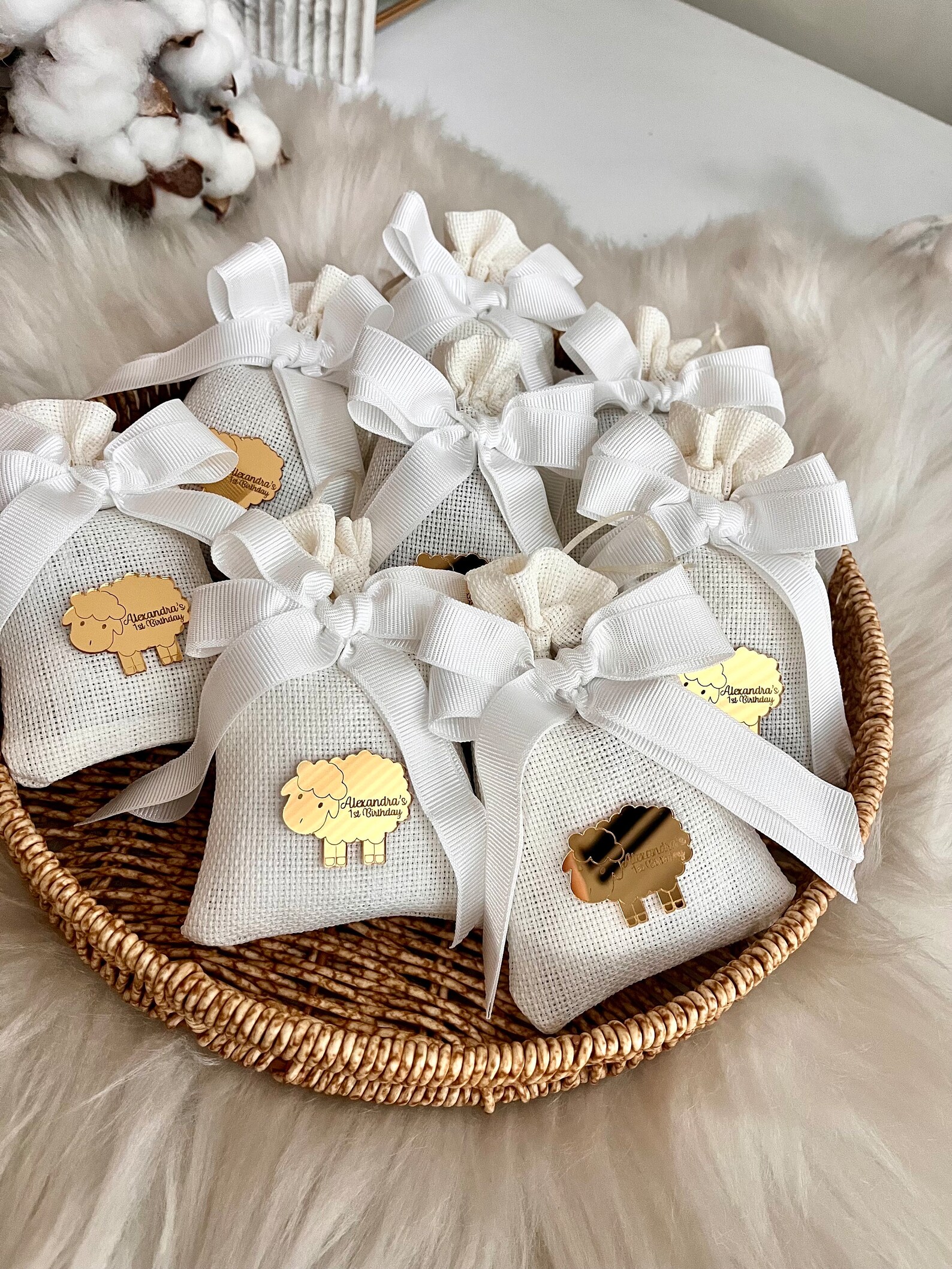 Custom Sheep Theme White Gift Bags, Lamb Party Gift Bag, Sheep Baby ...