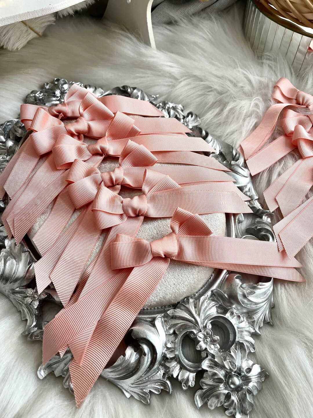 Rose Gold Grosgrain Ribbon Bows, Pre Tied Bows, Wedding Decor Bow ...