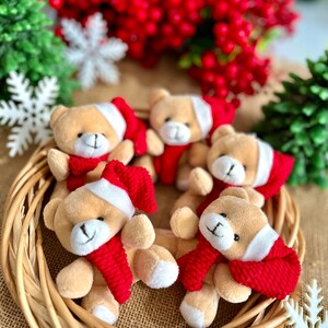 Teddy Bear Bundle, Christmas Teddy Bear Keychain, Christmas Favor ...