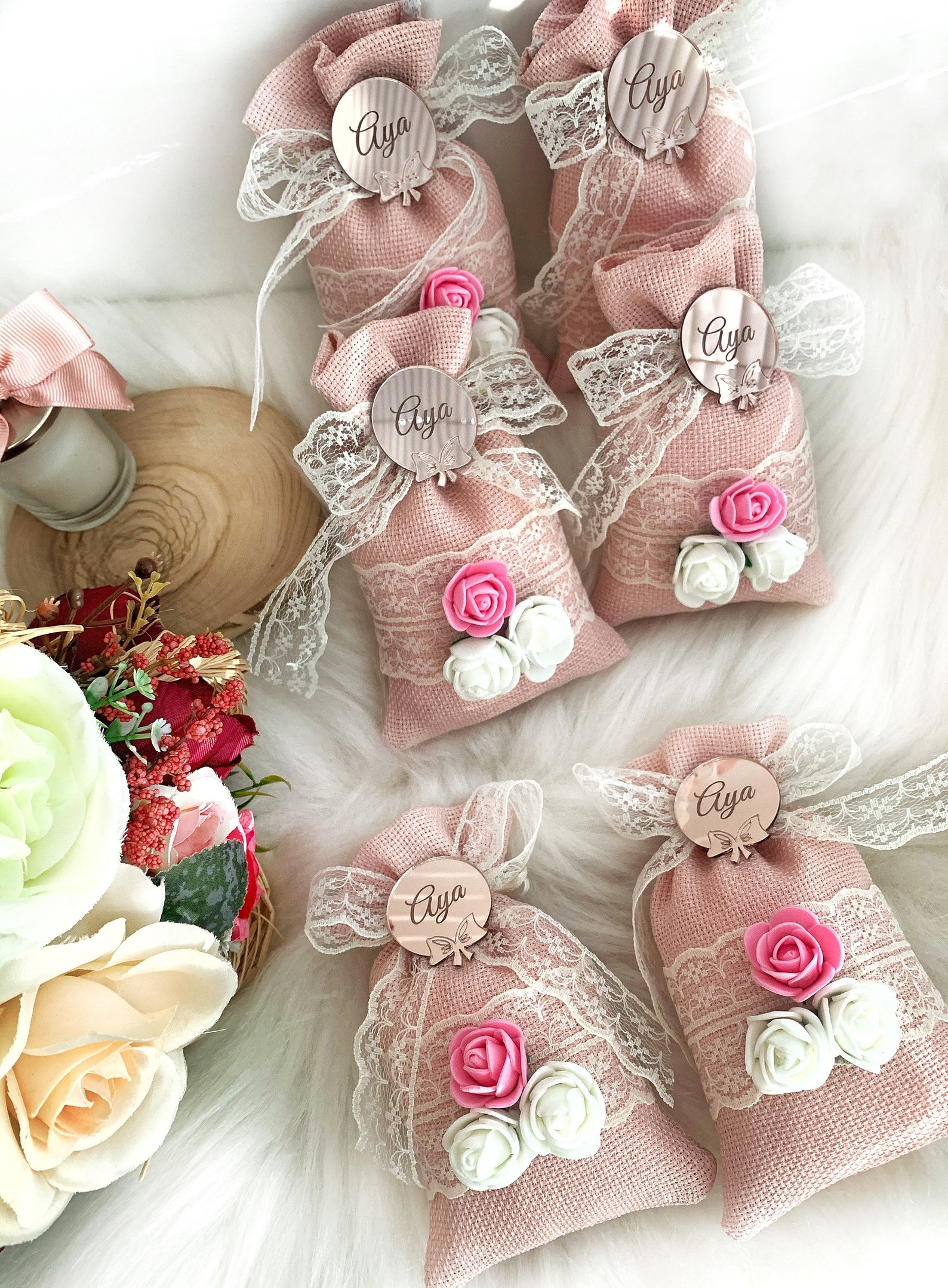 Custom Pink Sachet Bags Personalized Gifts Baby Shower - Etsy