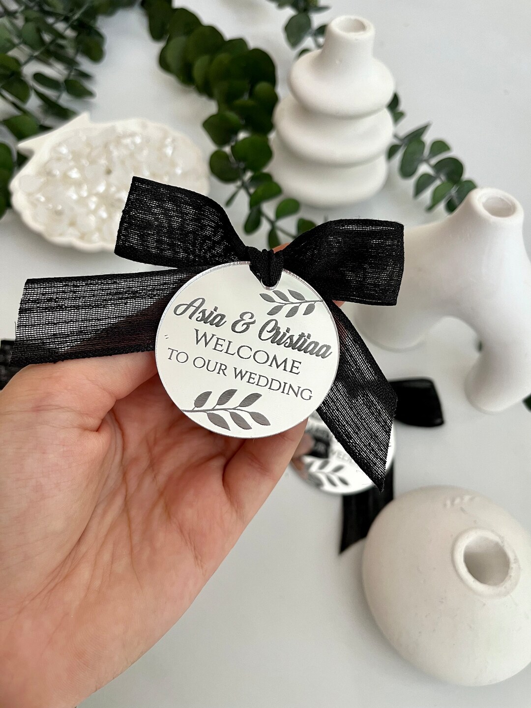 Luxury Wedding Mirror Tag, Christmas Gift Tag, Reception Tokens for ...