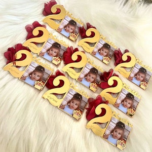 Custom Birthday Photo Frame, Second Birthday Favors, Age 2 Photo Favors ...