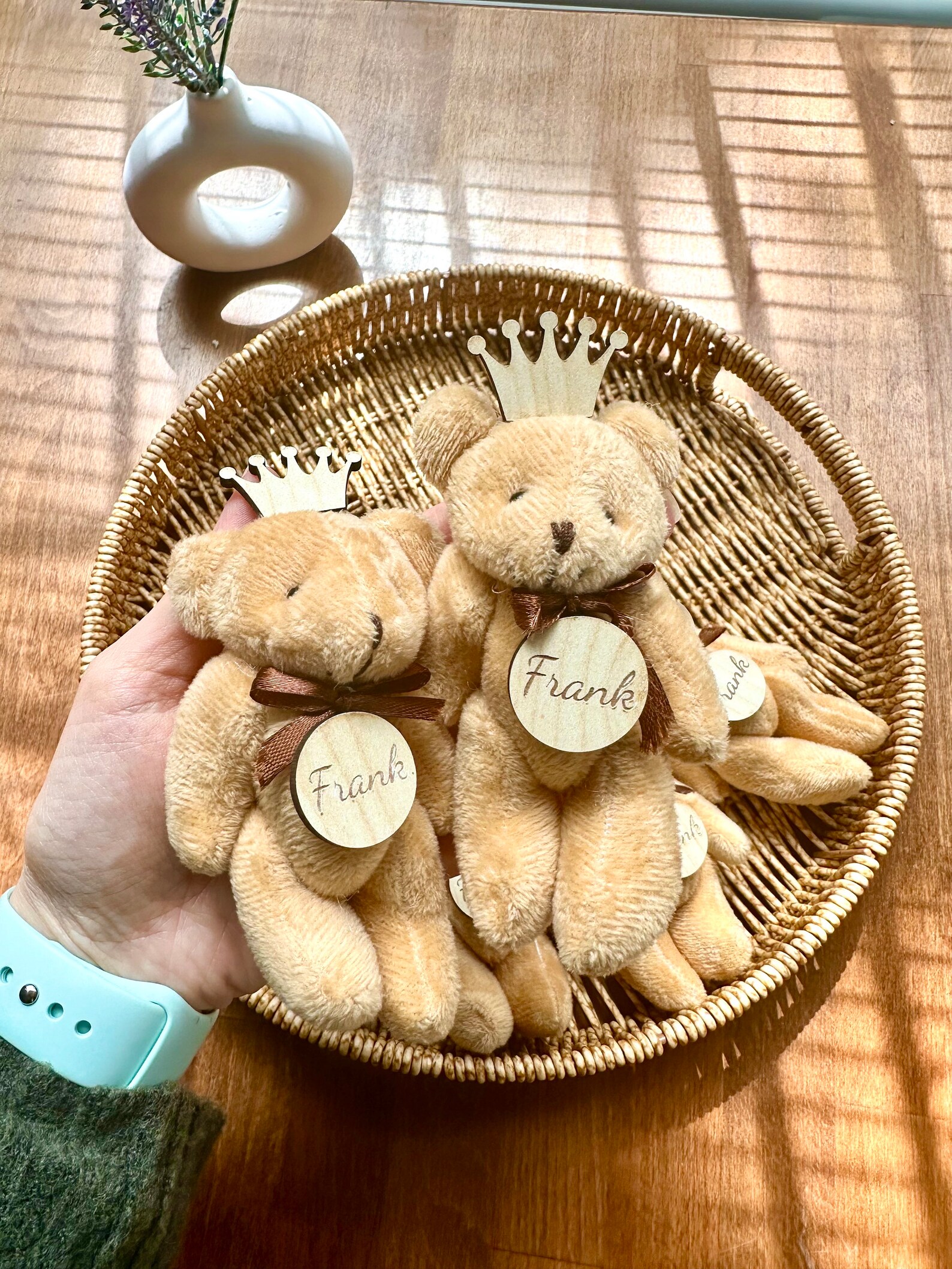 Custom Boho Teddy Bear Baby Shower Keychain, Thank You Beary Much ...