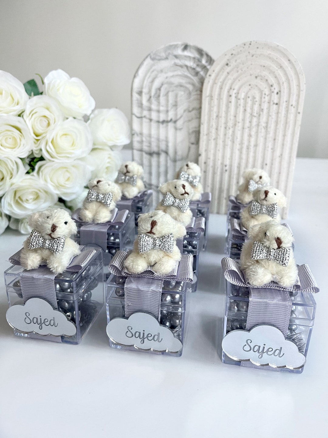 Muslim Baby Boy Shower Gift, Teddy Bear Tasbih in Box, Muslim Baby Boy ...