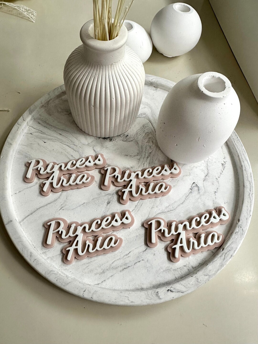 White Blush Pink Acrylic 2 Layer Name Tag, 3D Acrylic Name, Chocolate ...