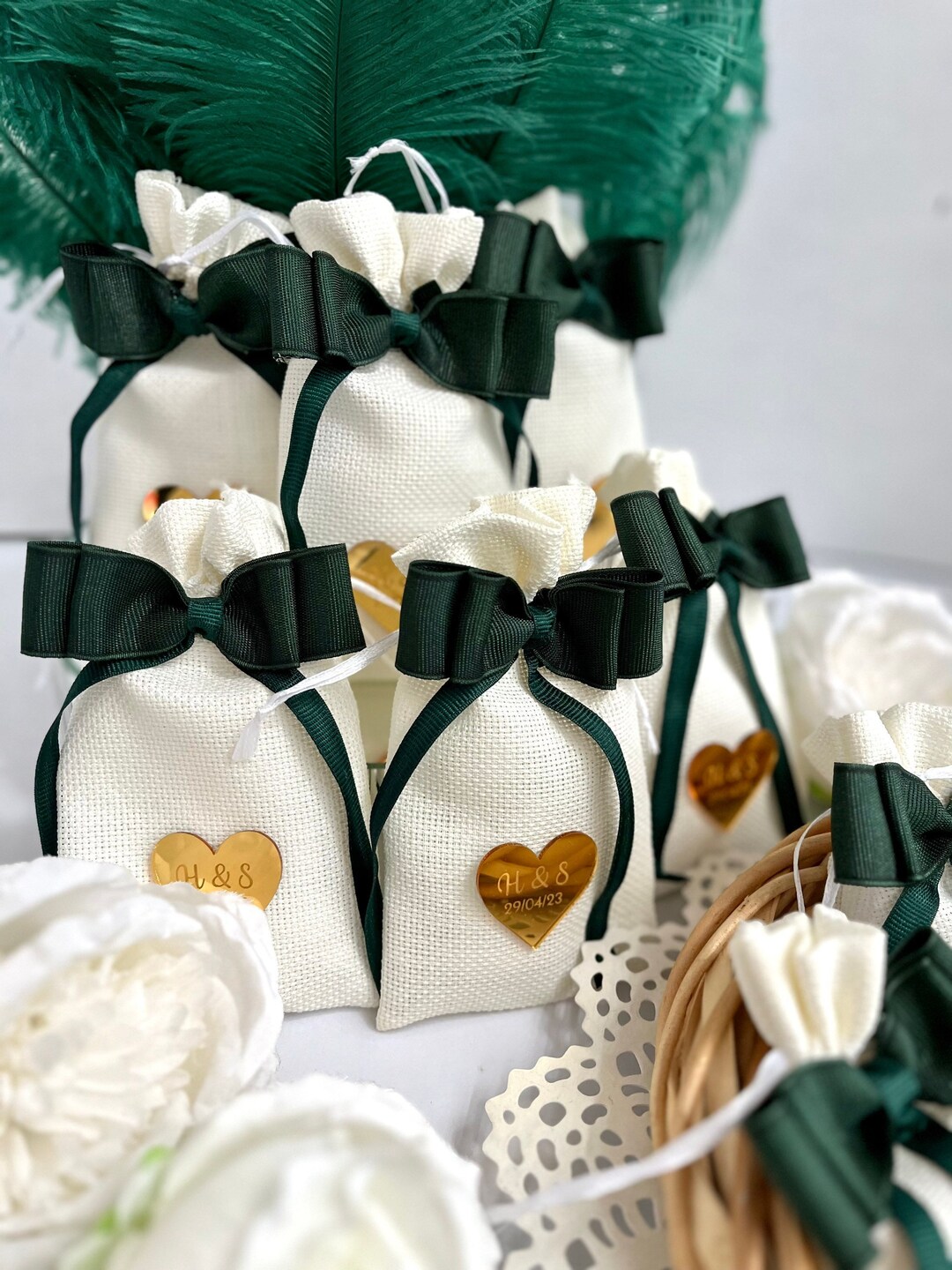 Emerald Green Sachet Bags, Wedding Sachet Bags, Personalized Gift ...