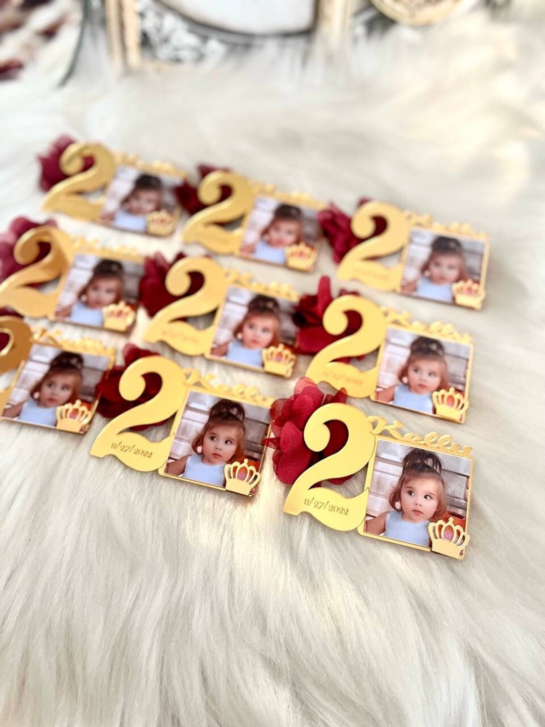 Custom 2nd Birthday Photo Magnet, Second Birthday Favors, Age Birthday ...