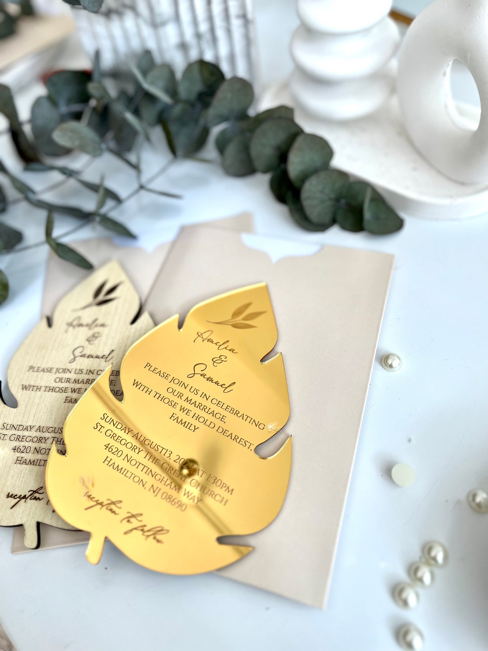 Tropical Leaf Invitation, Monstera Leaf Invite, Personalized Gift ...