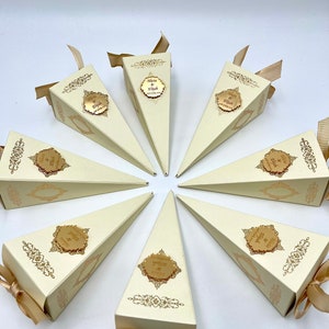White Custom Cone Box Gift, Wedding Table Gift Boxes, Cupcake Box, 30th ...