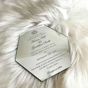 Hexagon Wedding Acrylic Invitations, Wedding Mirror Invitations ...