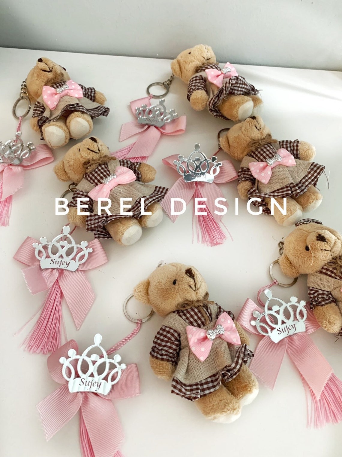 Teddy Bear Girl Keychains, Personalized Keyring, Custom Teddy Bear ...