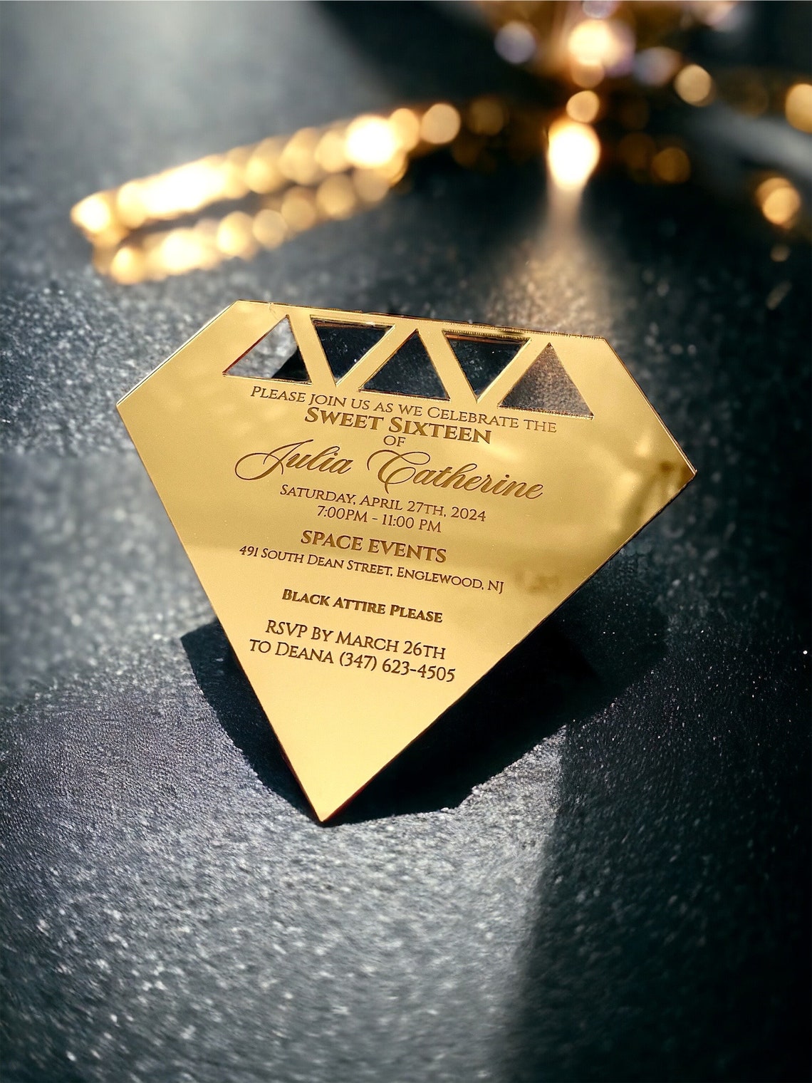 Diamond Wedding Acrylic Invitation Card, Diamond Wedding Gift Card ...