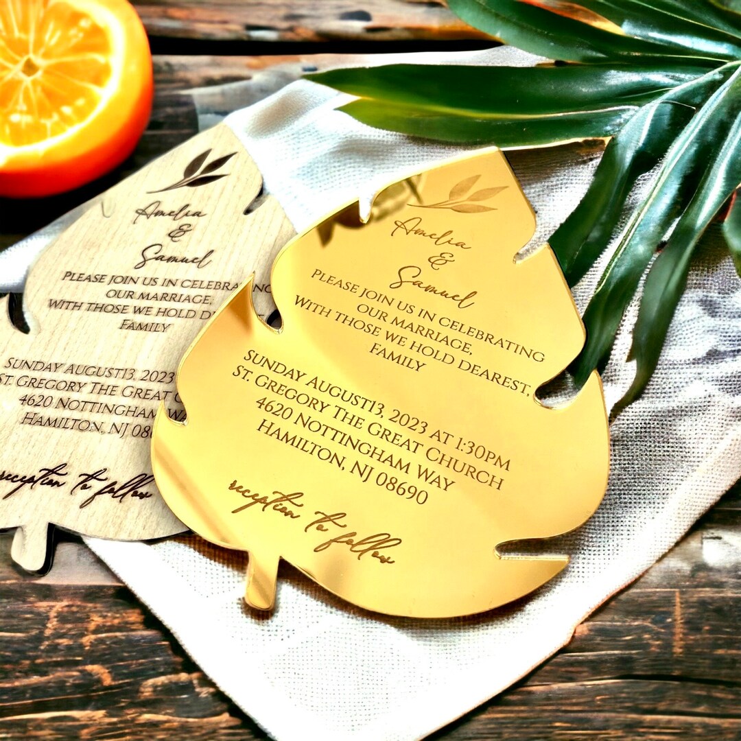 Tropical Leaf Invitation, Monstera Leaf Invite, Personalized Gift ...