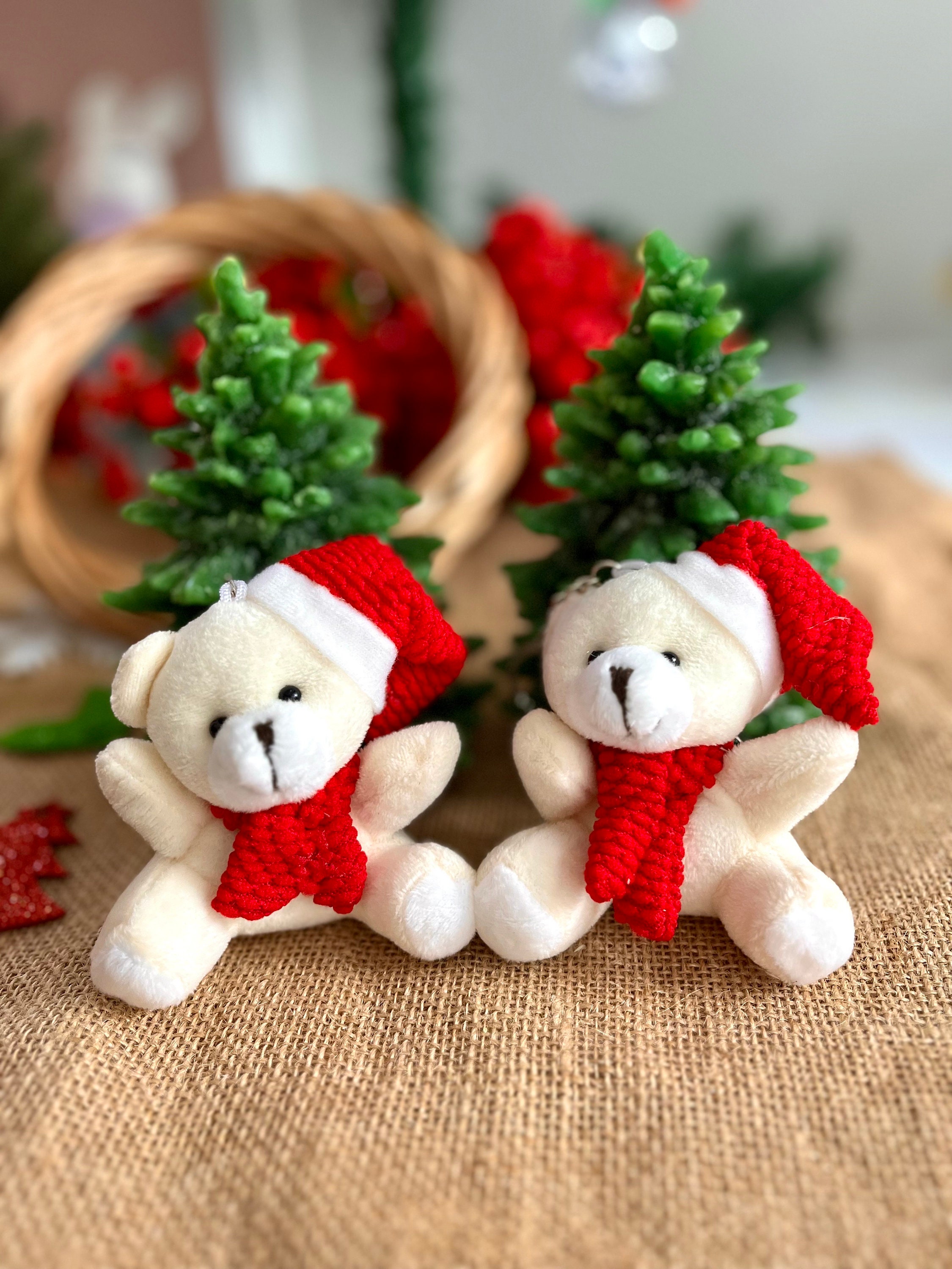 50 Pcs Christmas Teddy Bear Keychain 2025 Gifts for Her Noel Favor Family Merry Xmas Ornament Plush Keychain Thank You Beary Much Xmas Etsy UK