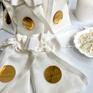 White Wedding Gift Bags, Save the Date Favors, Wedding Sachet Bags ...
