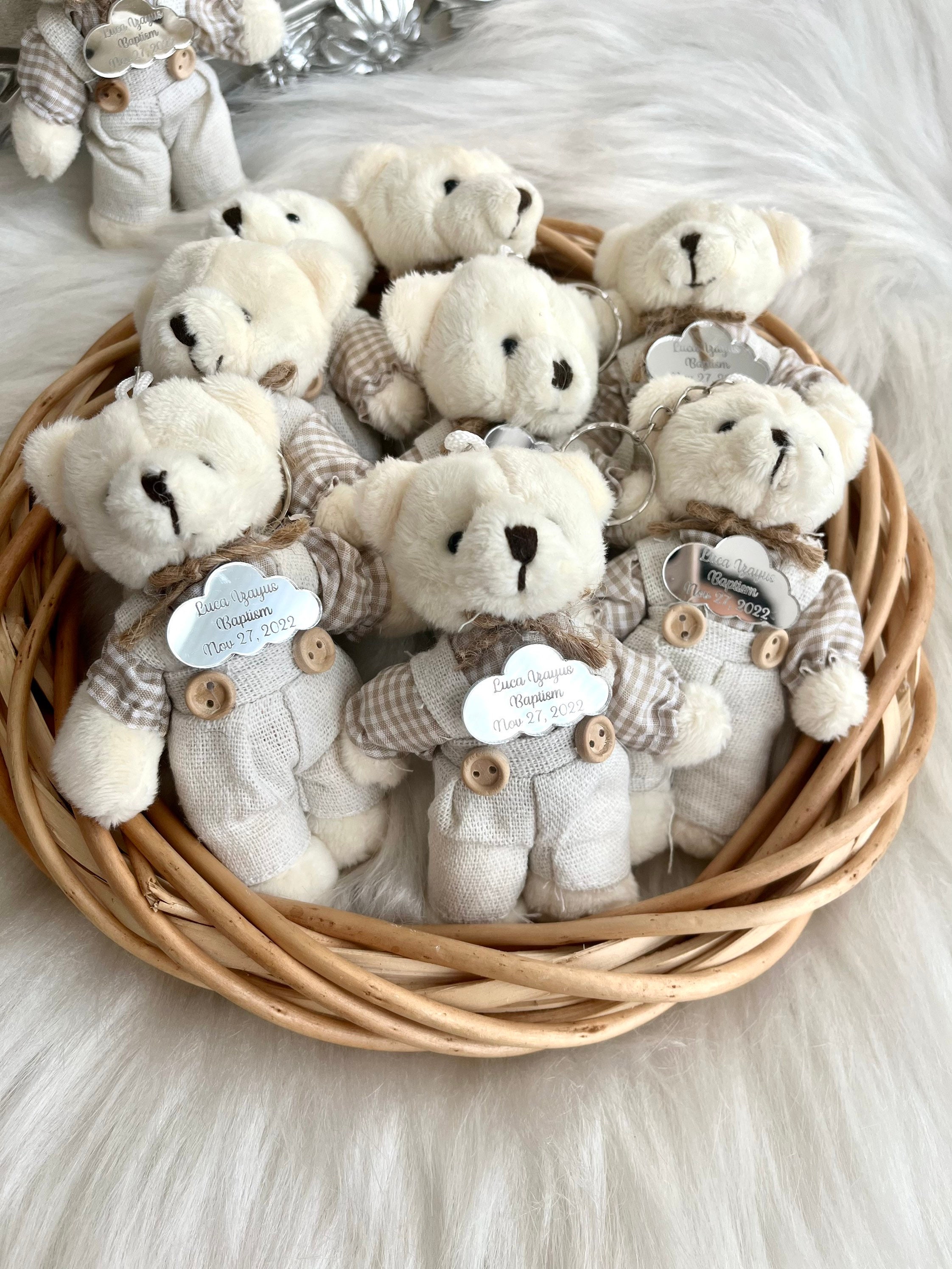 Custom Teddy Bear Baby Shower Favors, Custom Christmas Gift, White ...