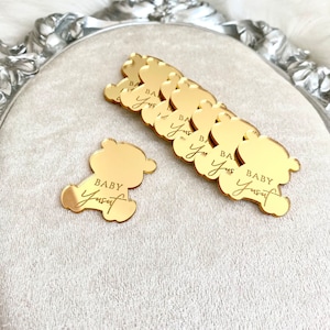 Teddy Bear Acrylic Mirror Tag, Teddy Bear Tag Charms, Teddy Bear Baby ...