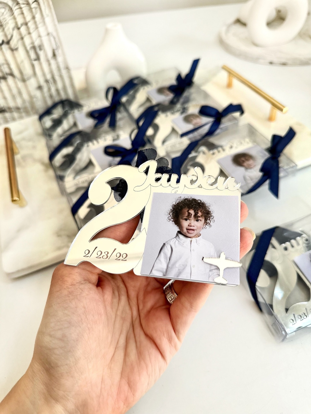 Custom 2nd Birthday Photo Magnet, Age 2 Birthday Favors, Second ...