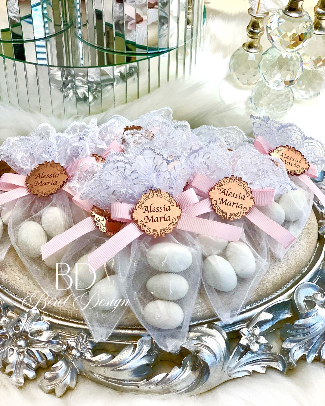 Jordan Almonds in Custom Lace Bag, Baby Shower Gifts, Personalized Gift ...