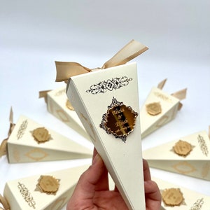 White Custom Cone Box Gift, Wedding Table Gift Boxes, Cupcake Box, 30th ...