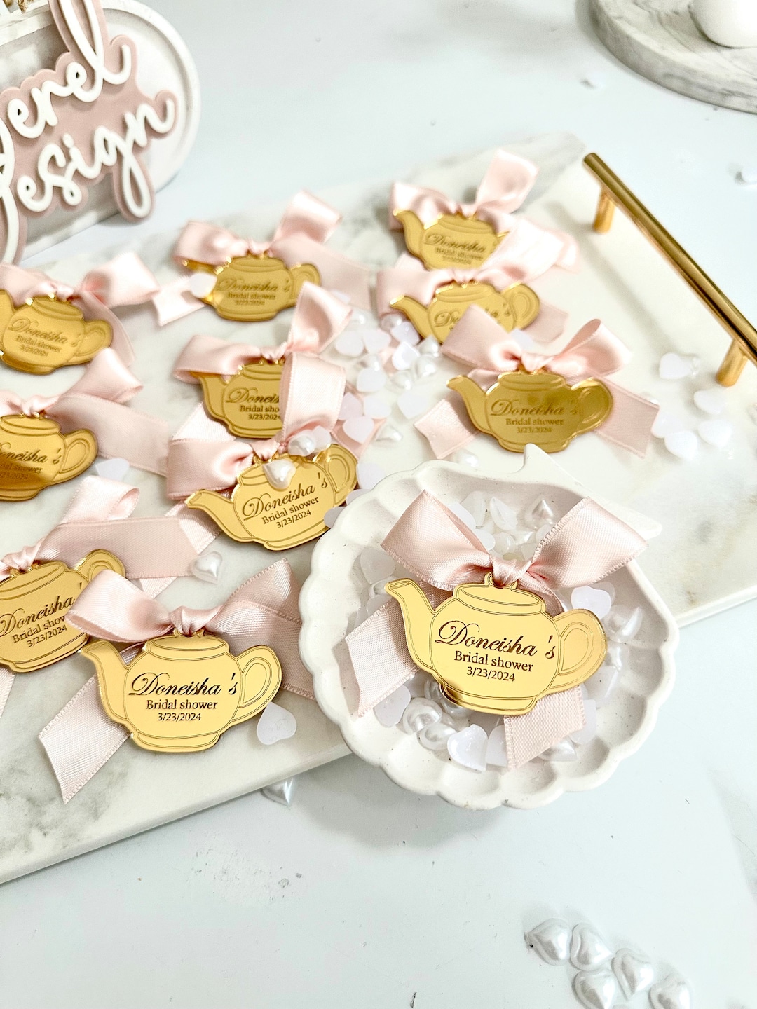 Custom Tea Party Mirror Tags, Bride Tags, Girl Tea Party Charms, Bridal ...