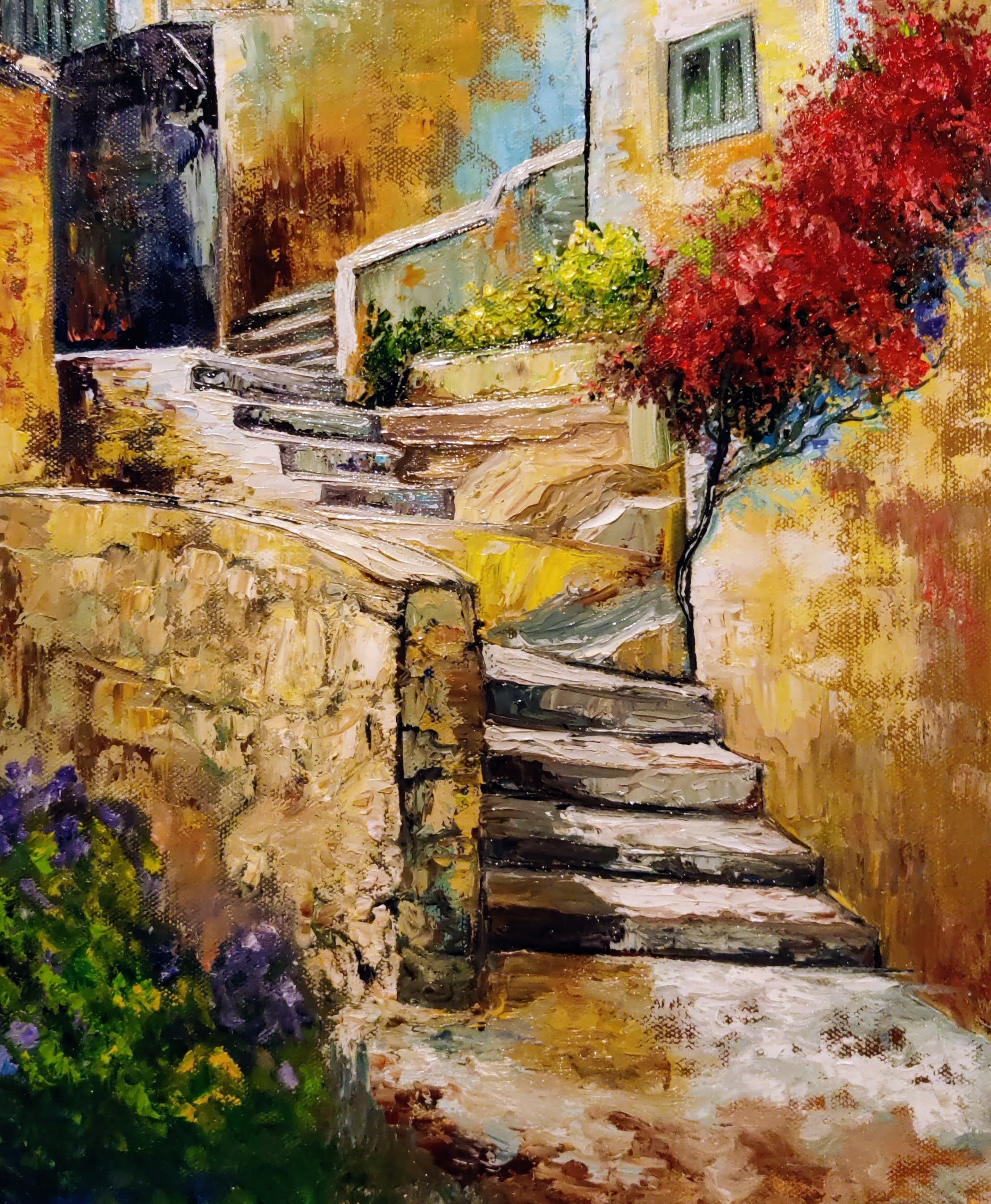 Italian Courtyard. Original Oil Painting on Canvas 14 x18. - Etsy