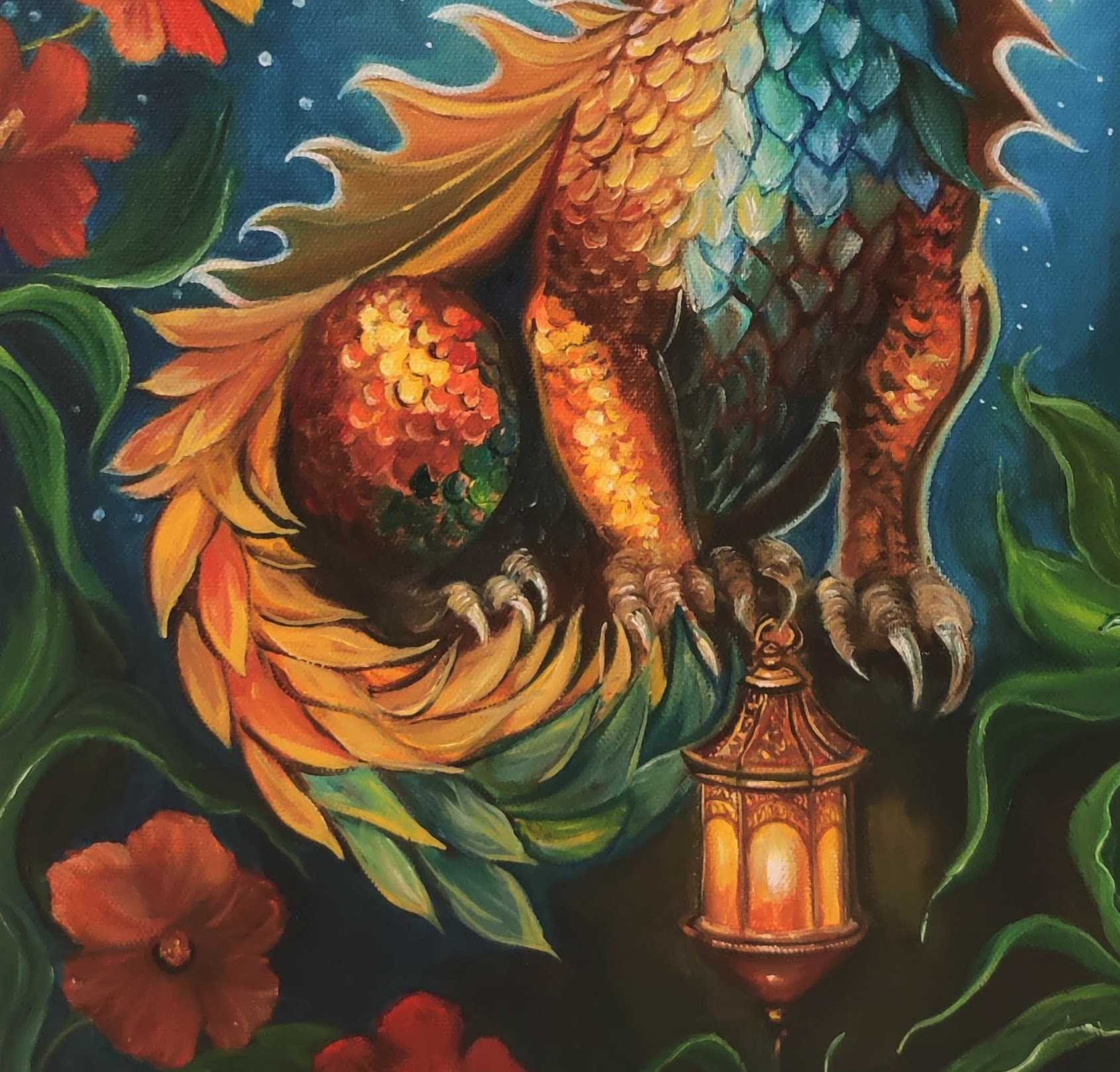 Dragon Oil Painting on Canvas Wall Art, Fantasy Dragon Art Chinese ...