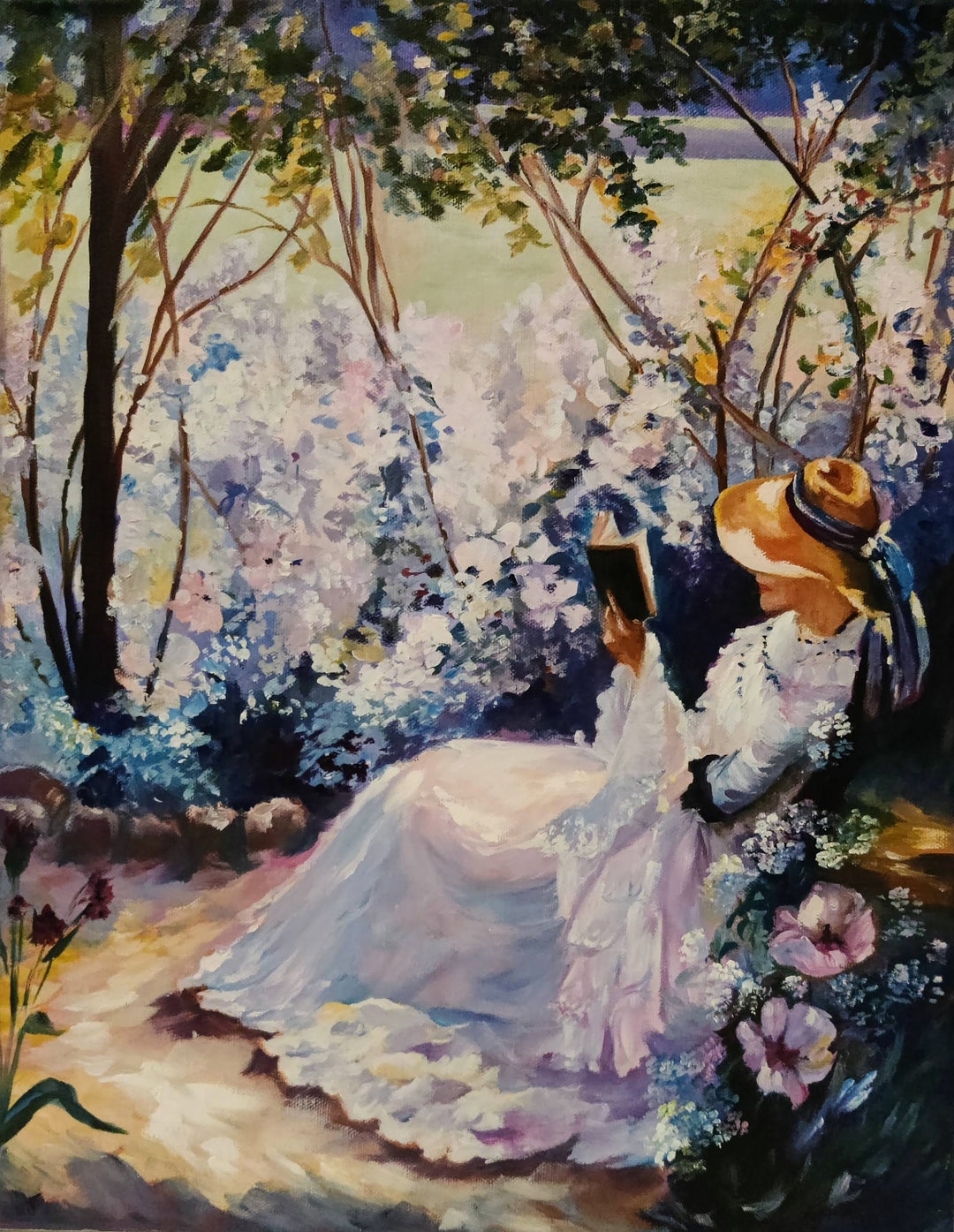 Lady Women Reading Book Delicious Solitude by Frank Bramley ...