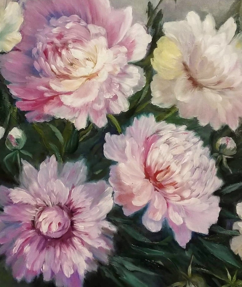 Peonies. Original Oil Painting on Canvas 24x18 - Etsy