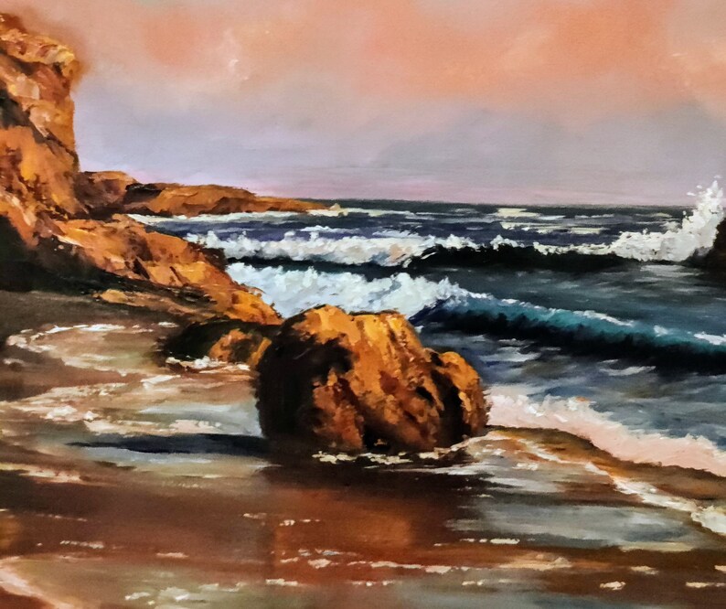Painting Sandy Shore Oil Painting Seascape Original Art Oil Artwork ...