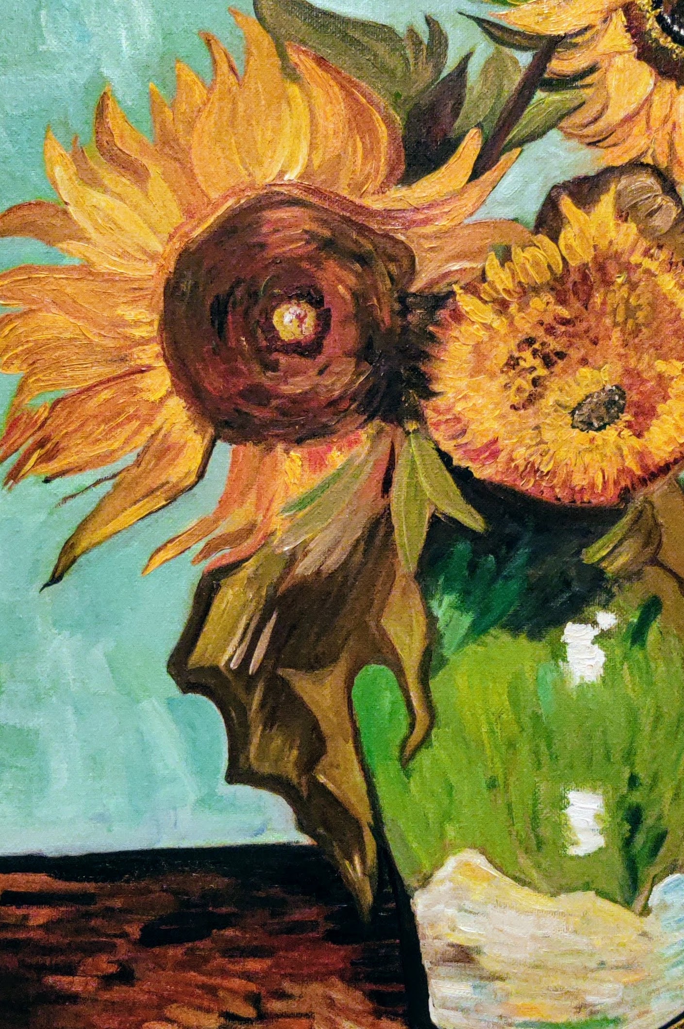 Three Sunflowers . Art Reproduction of "three Sunflowers in a Vase ...