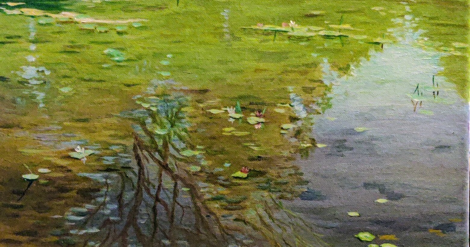 Old Pond. Reflection . Original Oil Painting 14x14forest Landscape ...