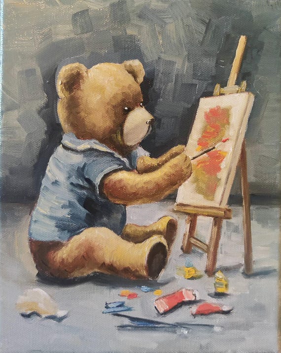 Teddy Bear Painting On Canvas