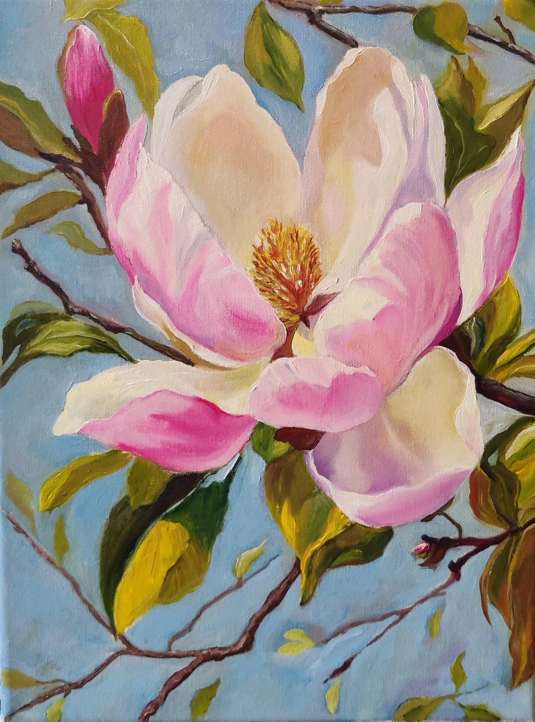 Magnolia Oil Painting on Canvas 12"x16" Home Decor Wall Art Mother's ...