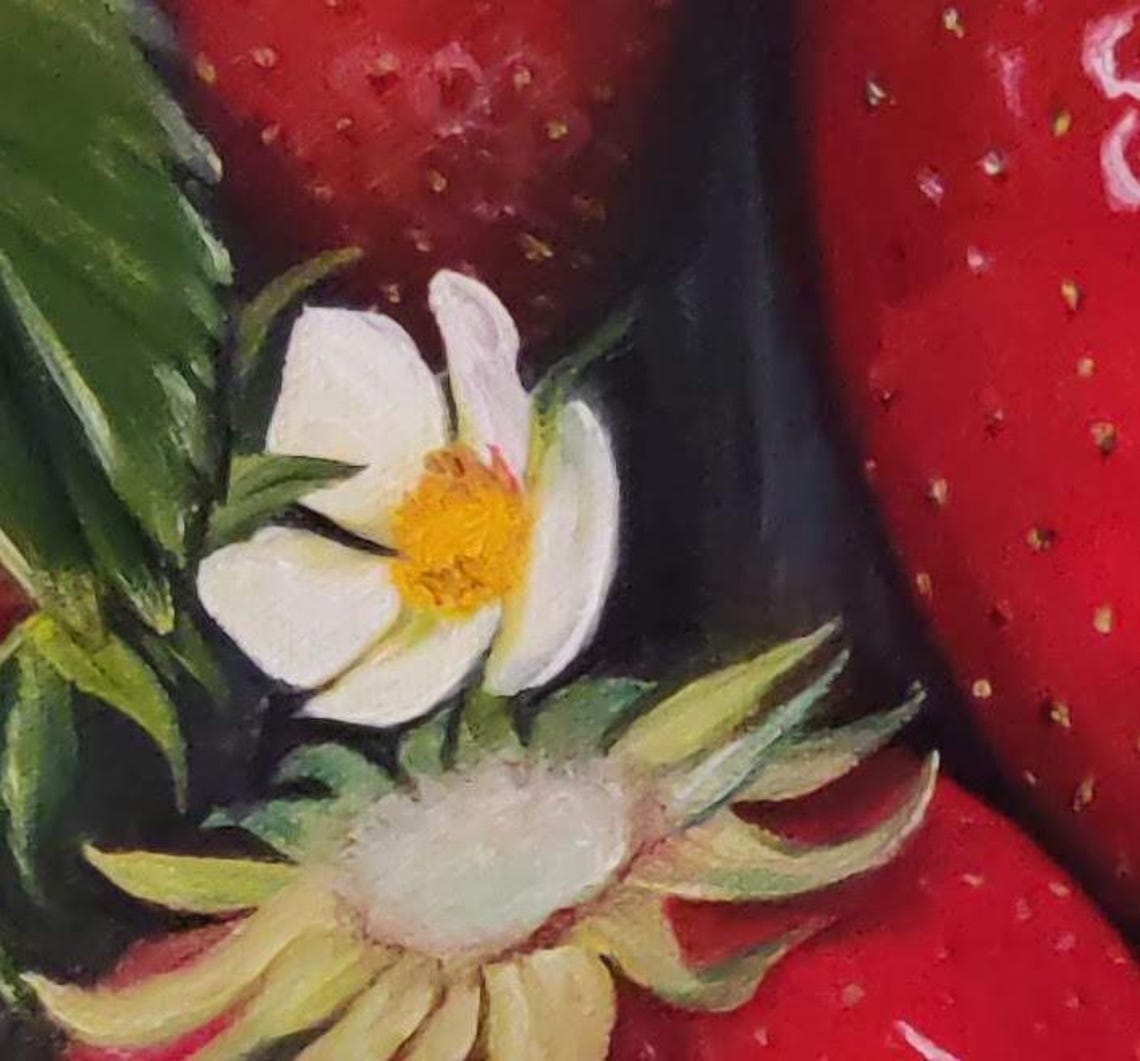 Strawberry. Original Oil Painting on Canvas 14"x18" Macro Strawberry ...