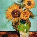 Three Sunflowers . Art Reproduction of "three Sunflowers in a Vase ...