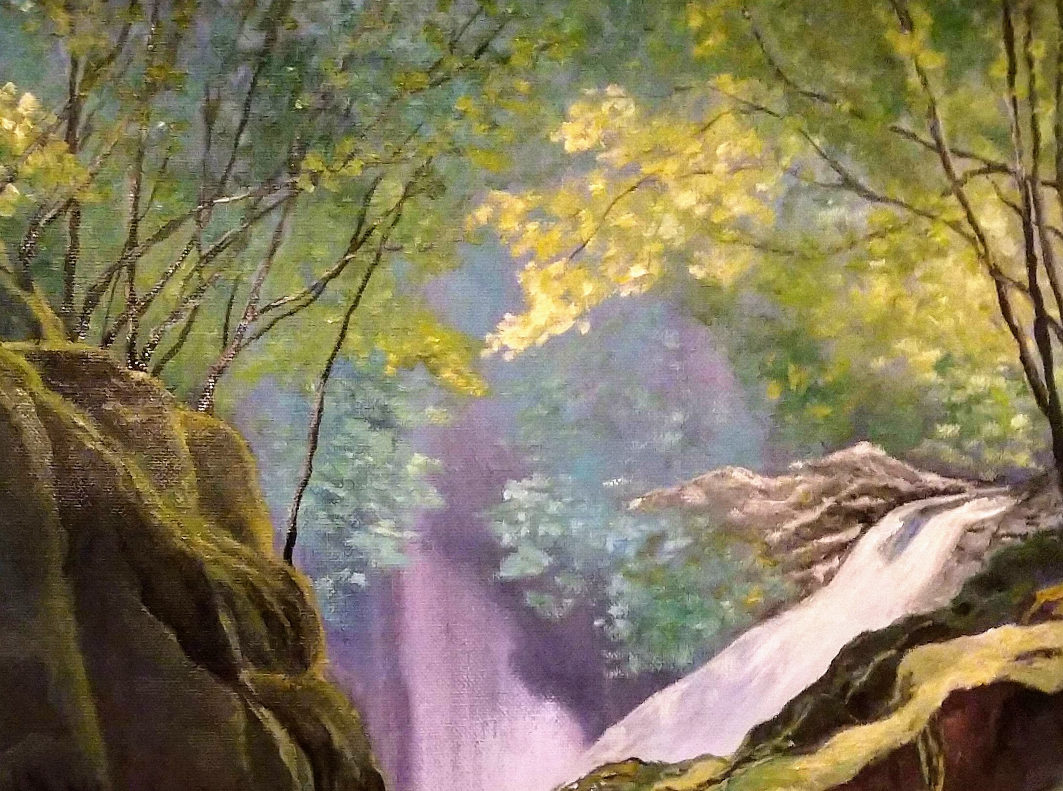 Waterfall. Original Oil Painting Landscape 100% Hand Painted on Canvas ...